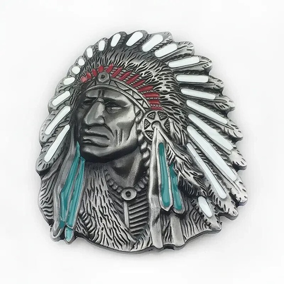 Native American | Accessories | Native American Chief Belt Buckle ...
